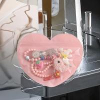 China MOQ 100pcs Custom Printed Pink Heart-shaped Valentine's Day Candy Packaging Bag with Zipper Top Self-sealing Food Bag for sale