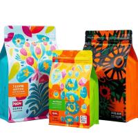 China MOQ100 Customized Moisture-Proof Food Grade Square Bottom Tea Coffee Beans Packaging Pouch Bags Valve Zipper Resealable Aluminum for sale