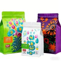 China Custom Printed Smell Proof Food Grade Square Bottom Tea Coffee Beans Packaging Pouch with Valve Zipper Resealable Aluminum Bag for sale