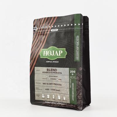 China MOQ 100 Digital Printing Customized Logo Free Design by AI Flat Bottom Bag with Valve and Easy Tear Packing Coffee, Tea for sale