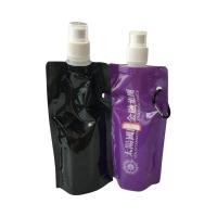 China Ready to Ship Collapsible Food Grade Spout Top PE Beverage Bags Leak Proof Foldable Reusable with Carabiner Clip for sale