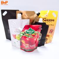 China MOQ 100pcs Custom Size Spout Pouch Stand up Pouch Moisture Proof Juice Bag with Digital Print Refillable for Liquid and Beverage for sale
