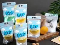 China MOQ 100 Digital Printed Customizable Stand up Pouches with Straw for Vodka Champagne Mineral Water for sale