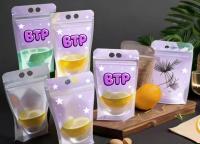 China MOQ 100 Digital Printed Customizable Stand up Pouches with Straw for Vodka Champagne Mineral Water for sale