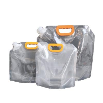 China Whisky Foldable Empty Reusable Plastic Bag Camping Water Container Stand Up Spout Bag Customized Logo Printing Outdoor Hiking Water Storage for sale