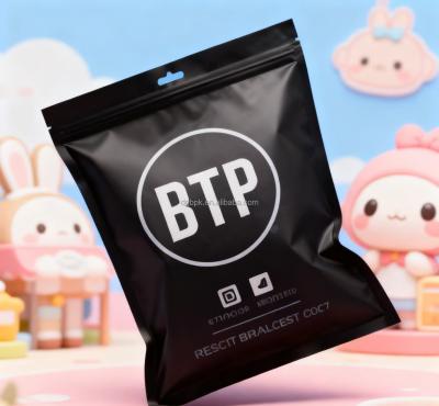 China MOQ 100 Free Sample Resealable Zip Lock Cloth Packaging Plastic Black Matte Frosted Slider Three Side Seal Zipper Bag With Logo for sale