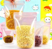 China Smell Proof Food Nut Rice Tea Packing Zip Lock Stand up Pouch Frosted Clear Stand up Plastic Bags for sale