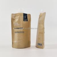 China Printing Logo Beverage Food Grade Plastic Bags Kraft Paper Spout Stand up Pouches for Juice Liquid for sale