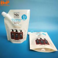 China Custom Logo Printing Plastic Liquid Packaging Refill Spout Pouches Bag Stand up Pouch With Spout for Shower Oil and Shampoo for sale