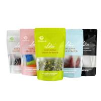 China Low MOQ 10 Pcs Free Design Custom-made Doypack Smell Proof Stand up Zipper Bag with Window for Food Powder for sale