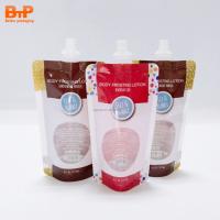 China Customized 500pcs 1000pcs Low MOQ Aluminum Foil Packaging Refill Liquid Fruit Juice Plastic Spout Pouches Bags for Drinks for sale