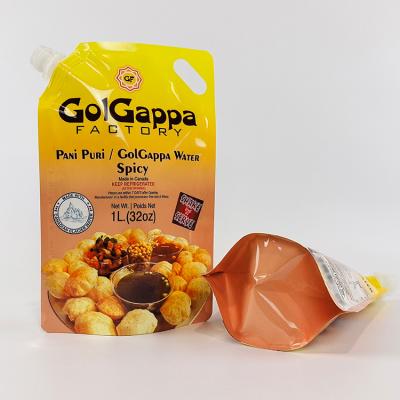 China Customized 500pcs 1000pcs Low MOQ Aluminum Foil Packaging Refill Liquid Fruit Juice Plastic Spout Pouches Bags for Drinks for sale