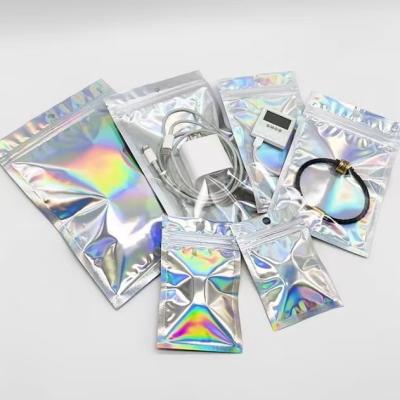 China Custom Logo Printing Die Cut Holographic Ziplock Mylar UV Effect Pouches Candy Food Packaging Plastic Bags for sale