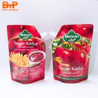 China Custom Size and Logo Ketchup Plastic Mylar Packaging Bags Stand up Spout Pouch for Tomato Sauce for sale