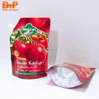 China Custom Size and Logo Ketchup Plastic Mylar Packaging Bags Stand up Spout Pouch for Tomato Sauce for sale