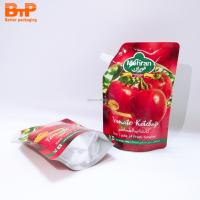 China Custom Size and Logo Ketchup Plastic Mylar Packaging Bags Stand up Spout Pouch for Tomato Sauce for sale