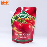China Custom Size and Logo Ketchup Plastic Mylar Packaging Bags Stand up Spout Pouch for Tomato Sauce for sale