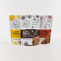 China Custom Printed 100g 250g 500g Stand up Pouch Flaxseed Crackers Smell Proof Zipper Food Packaging Bags for sale