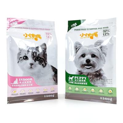 China Custom Packaging Flat Bottom Side Gusset Bag Reusable Pet Food Packaging Stand-up Zipper Bags for 1.5kg Dog&Cat Food for sale