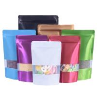 China Low MOQ 10pcs Custom Sizes and Printing Brown White Kraft Paper Stand up Zipper Bag With Window Food Powder Tea Coffee Packaging for sale