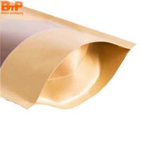 China PE Plastic Ziplock Bags Custom Doypack Brown White Kraft Craft Paper Stand Up Pouches Window Food Powder Tea Coffee Packaging for sale