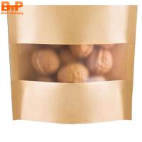China PE Plastic Ziplock Bags Custom Doypack Brown White Kraft Craft Paper Stand Up Pouches Window Food Powder Tea Coffee Packaging for sale
