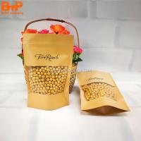 China Brown Kraft Paper Stand up Pouches Zipper Resealable Zip Lock Packaging Bag Biodegradable Food Bag Packaging With Window for sale