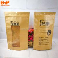 China Brown Kraft Paper Stand up Pouches Zipper Resealable Zip Lock Packaging Bag Biodegradable Food Bag Packaging With Window for sale