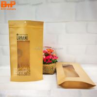 China Brown Kraft Paper Stand up Pouches Zipper Resealable Zip Lock Packaging Bag Biodegradable Food Bag Packaging With Window for sale