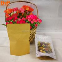 China Brown Kraft Paper Stand up Pouches Zipper Resealable Zip Lock Packaging Bag Biodegradable Food Bag Packaging With Window for sale