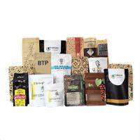 China Kraft Paper Coffee Bags Stand up Coffee Pouches With One Way Degassing Valve and Reusable Side Zipper for sale