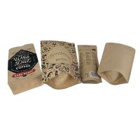 China Kraft Paper Coffee Bags Stand up Coffee Pouches With One Way Degassing Valve and Reusable Side Zipper for sale