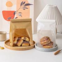 China Custom Size and Logo Bakery Paper Packaging Bag Bread Loaf Bagel Toast Brown Bakery Bread Paper Bags Kraft Paper Window Bag for sale