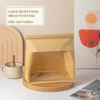 China Custom Size and Logo Bakery Paper Packaging Bag Bread Loaf Bagel Toast Brown Bakery Bread Paper Bags Kraft Paper Window Bag for sale