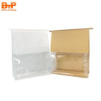 China Customized Printed Side Gusset Type Seal Packaging Bag Flat Bottom Bags Toast Bread Bag With Clear Window for sale