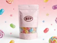 China Custom Printed Food Grade Plastic Stand up Pouch with Resealable Zipper and Clear Window for Colorful Hard Candies for sale