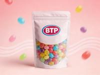 China Custom Printed Food Grade Plastic Stand up Pouch with Resealable Zipper and Clear Window for Colorful Hard Candies for sale