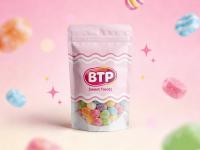 China Custom Printed Food Grade Plastic Stand up Pouch with Resealable Zipper and Clear Window for Colorful Hard Candies for sale
