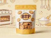China Custom Printed Food Grade Heat Seal Cookie Stand up Pouch with Resealable Zipper and Clear Window for Baked Snacks for sale