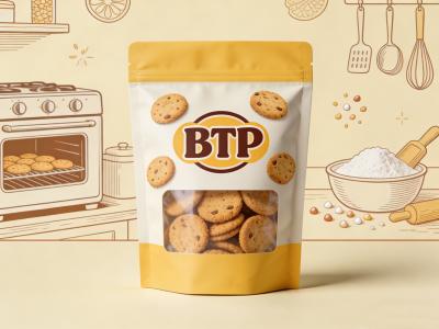 China Custom Printed Food Grade Heat Seal Cookie Stand up Pouch with Resealable Zipper and Clear Window for Baked Snacks for sale