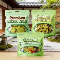 China Custom Food Grade PE Resealable Three-Side Sealed Clear Window Snack Packaging Pouch for Dried Fruit and Nut Candy for sale