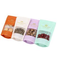 China Custom 100pcs Resealable PE Stand up Pouch with Window Zipper Digital Printing Baby Food Plantain Chips Packaging Bag for sale