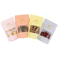 China Custom 100pcs Resealable PE Stand up Pouch with Window Zipper Digital Printing Baby Food Plantain Chips Packaging Bag for sale