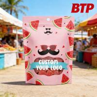 China Heat Seal Snack Pouch with Clear Window Food Grade PE Resealable Plastic Stand up Pouch Custom Logo for Gummy Candy & Treats for sale