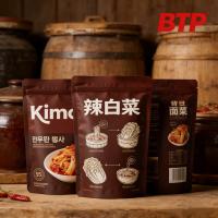 China MOQ 100pcs Custom Reusable Kimchi Heat Seal Stand up Pouch Food Grade PE High for Leak Proof Resealable Zipper Packaging for sale