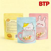 China Custom Cartoon Stand-Up Plastic Bags with Clear Window Resealable Zipper PE Material Moisture Proof Food Grade for Snacks Candy for sale