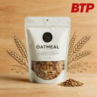 China Custom Printed Oatmeal Stand up Pouch with Clear Window Resealable Zipper Food Grade Plastic Bags Gravure Printing for sale