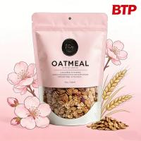 China Custom Printed Oatmeal Stand up Pouch with Clear Window Resealable Zipper Food Grade Plastic Bags Gravure Printing for sale