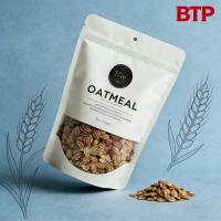 China Custom Printed Oatmeal Stand up Pouch with Clear Window Resealable Zipper Food Grade Plastic Bags Gravure Printing for sale