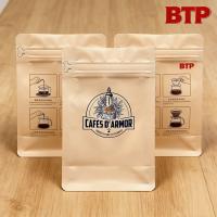 China Custom Printed  Stand up Coffee Pouch with Resealable Zipper Top for Artisanal Coffee Retail Packaging Plastic Bags Custom Logo for sale